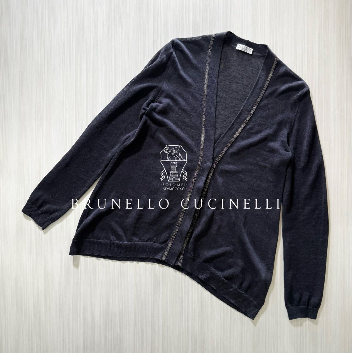 Yahoo!オークション - Q79 美品 極上サマーニット カーディガン ブルネ...