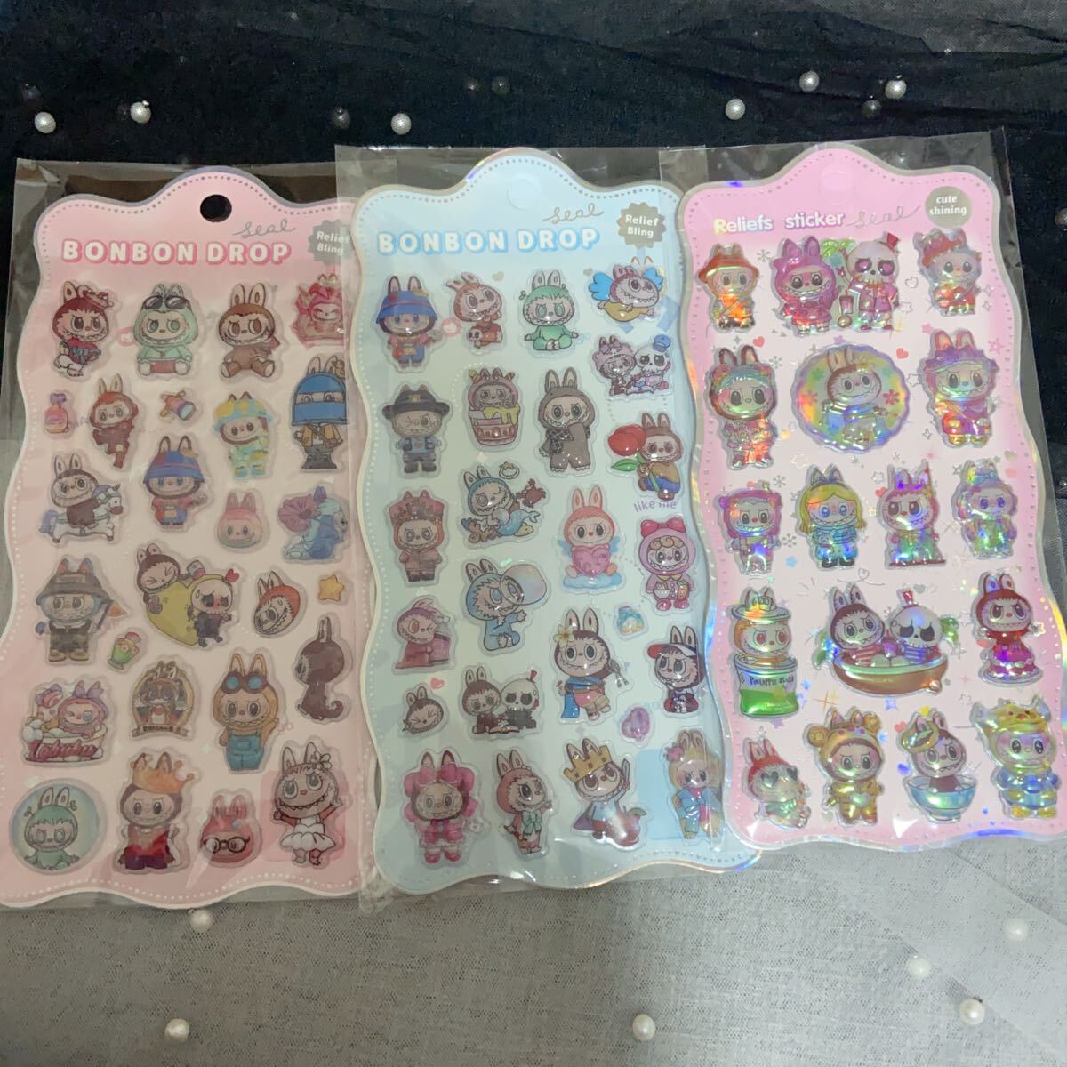 Yahoo!オークション - 3枚セットLABUBUラブブシールぷくぷくボンボンド...