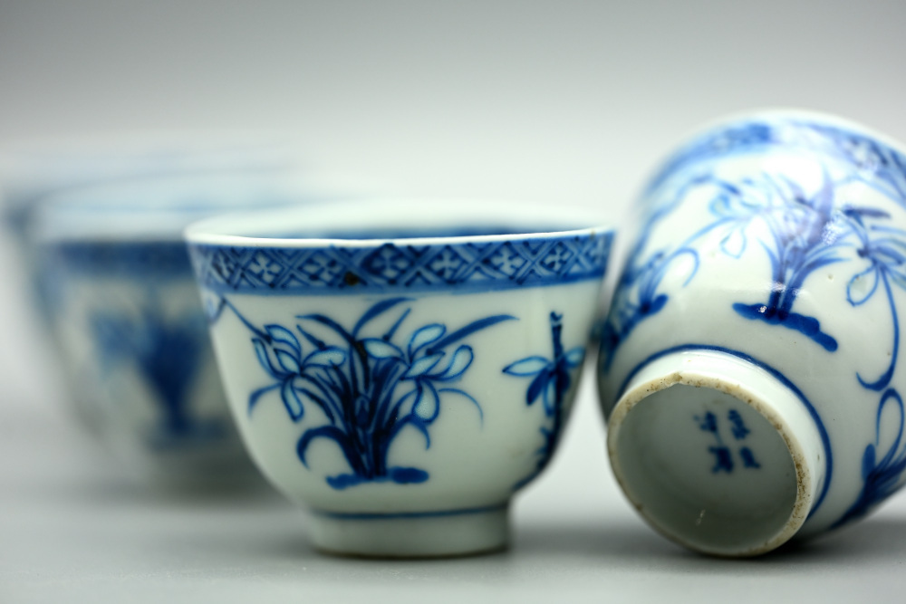 【樂淘letao】日本代購代標第一品牌－閑古鳥 中國 【 唐もの / 景徳鎮 染付 蛍手 湯呑 5客 】 古玩