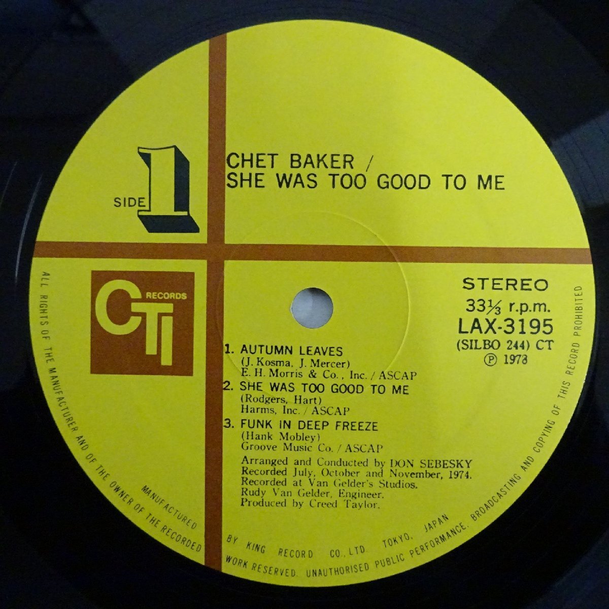Yahoo!オークション - 10084094 【国内盤/CTI】Chet Baker / She Was T...