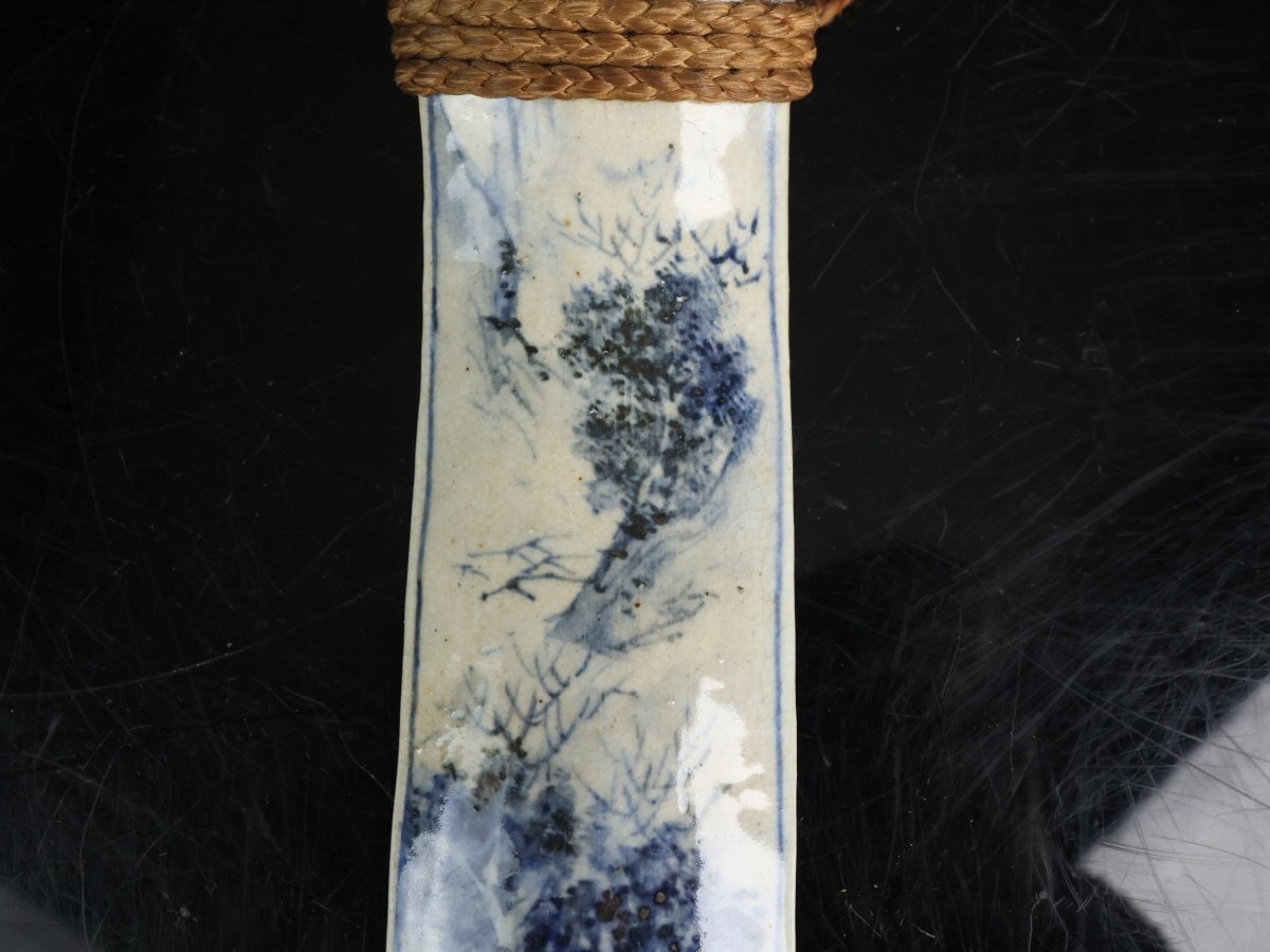 【樂淘letao】日本代購代標第一品牌－【志】A1392 如意 青木木米作 筆置き 山水図 染付 時代物 置物 箱付き【％