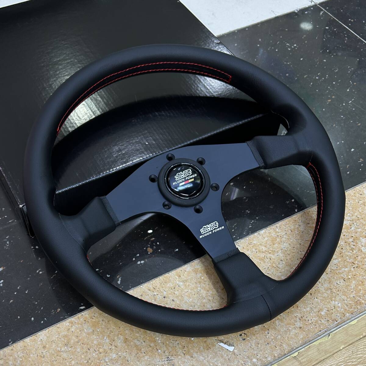 Yahoo!オークション - 無限 車ハンドル ステアリング 本革 ホイール 14...