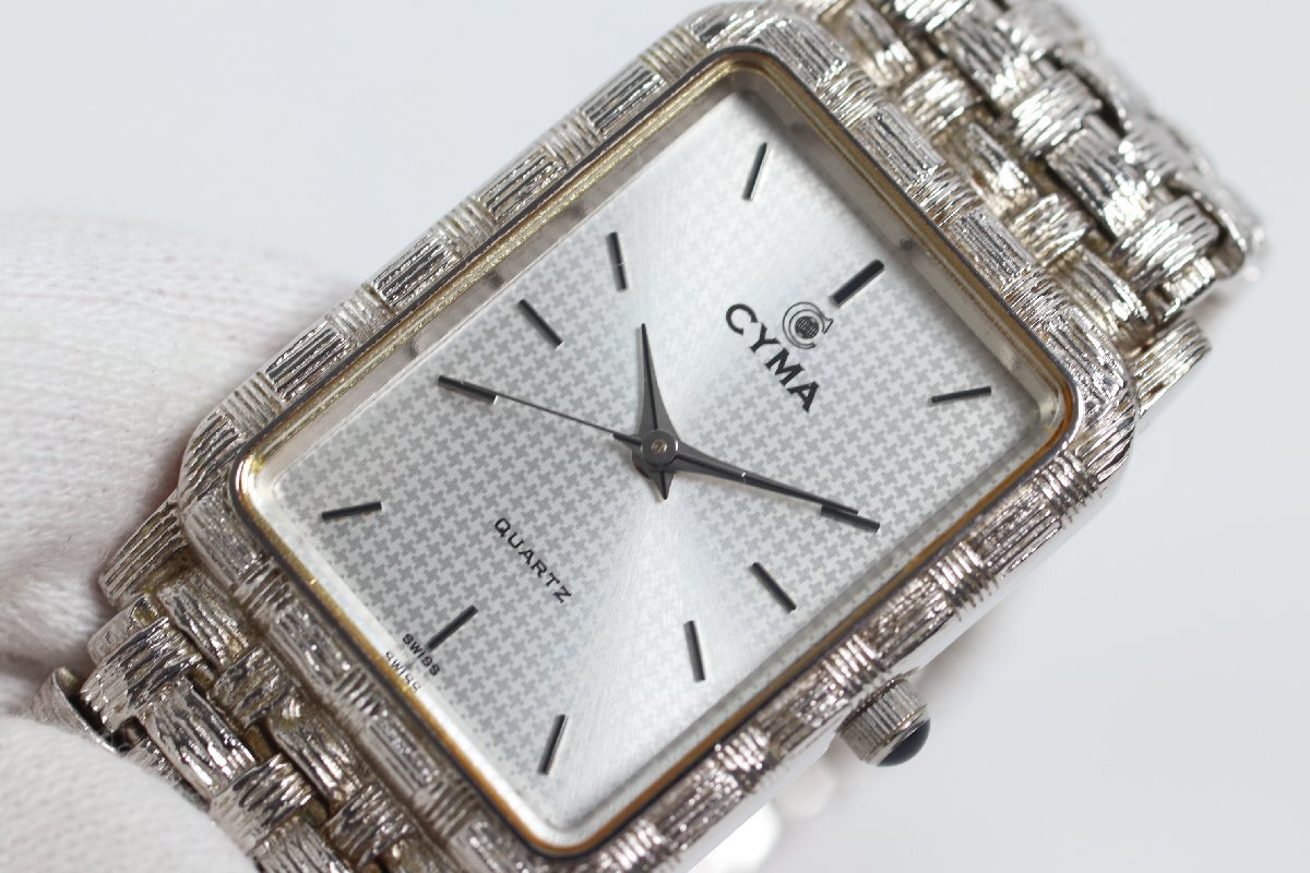 Yahoo!オークション - CYMA シーマ 607 スクエア シルバー文字盤 クオ...