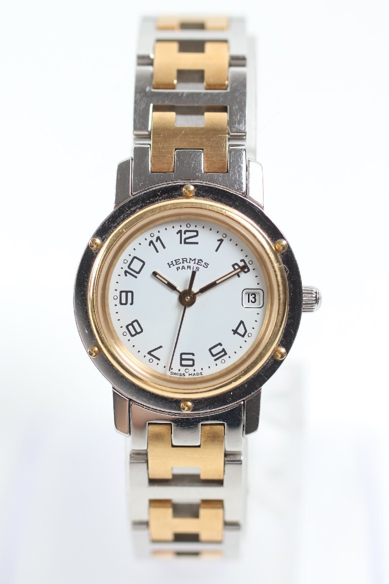 Yahoo!オークション - HERMES エルメス クリッパーCL4.220 白文字盤 ...