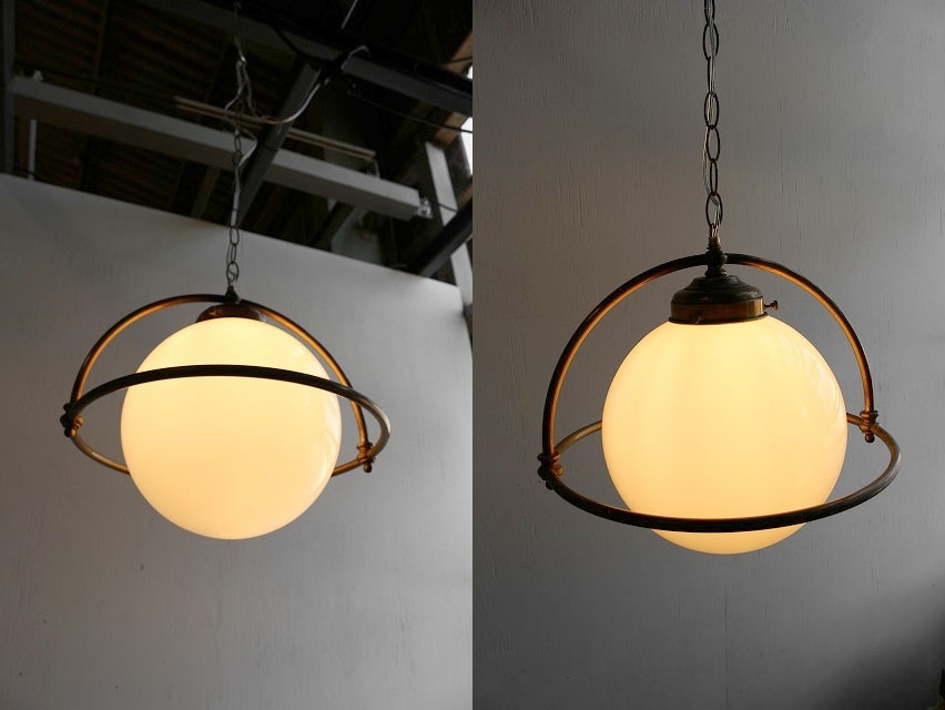 Yahoo!オークション - アンティーク フランス ブラス×ミルクガラスシ...