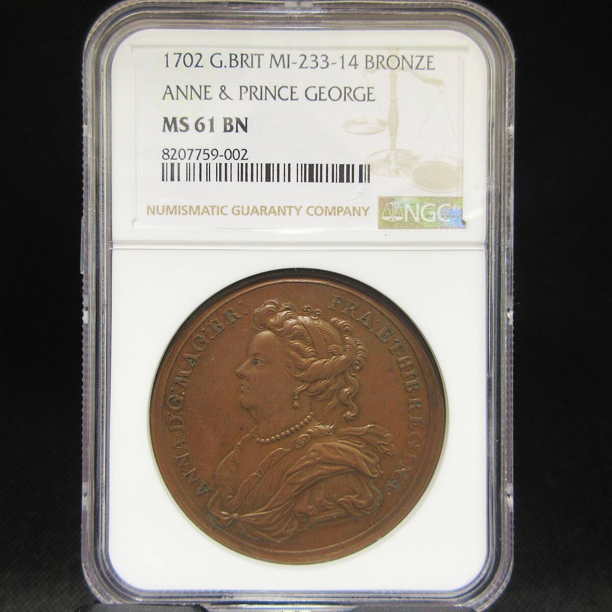Yahoo!オークション - 1702 イギリス ブロンズメダル NGC MS61BN アン...