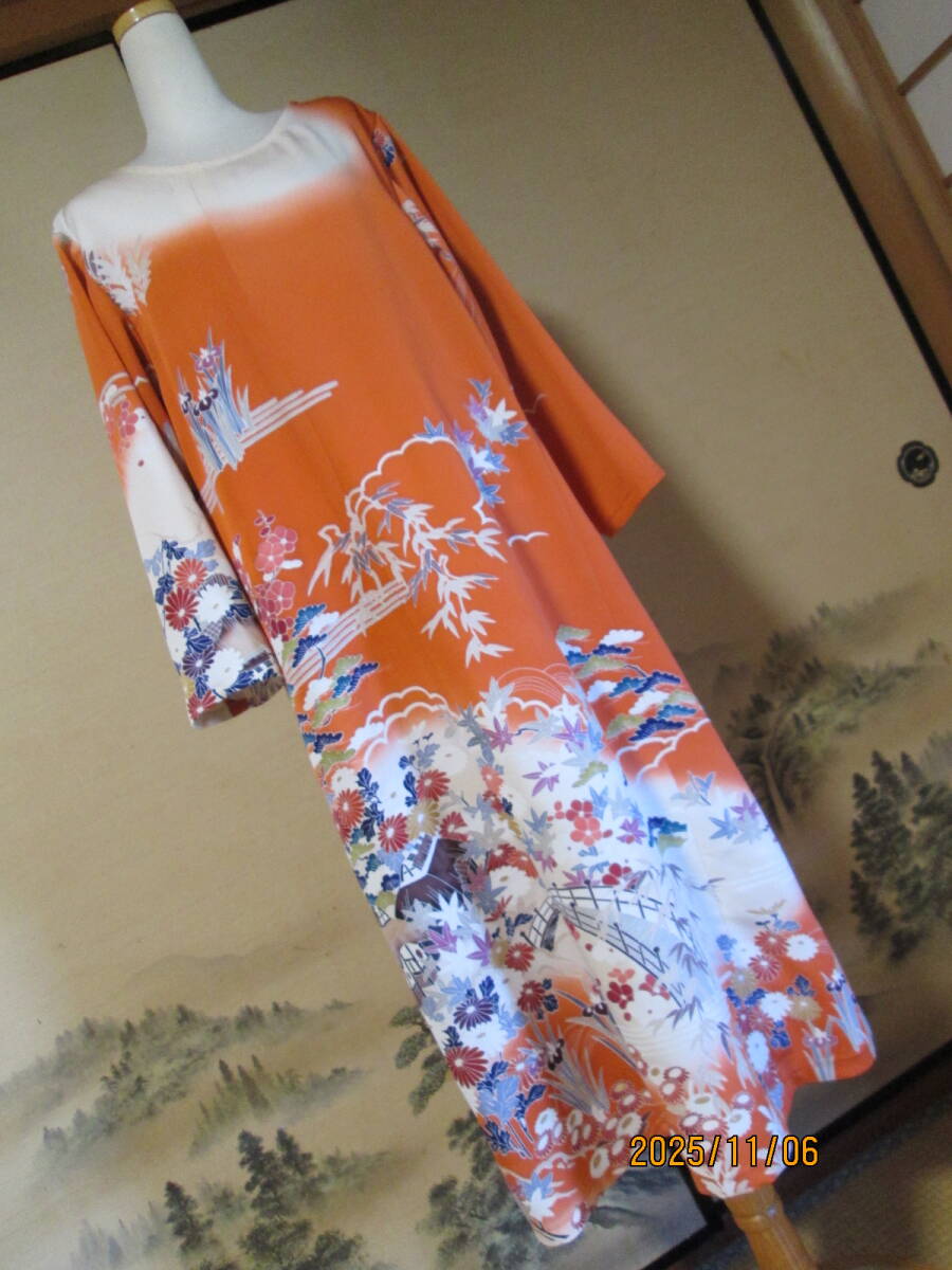 Yahoo!オークション - 新品未仕立ての正絹振袖から華やかワンピース 着...