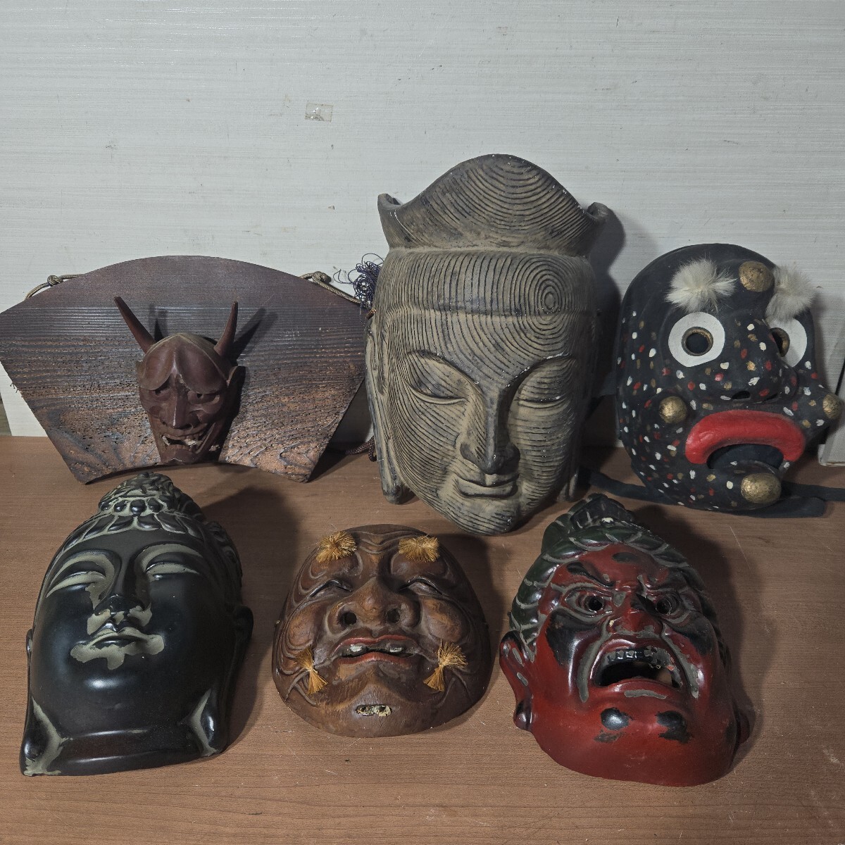 Yahoo!オークション - 時代物 アンティーク 能面 魔除け 神楽面 仏面 ...