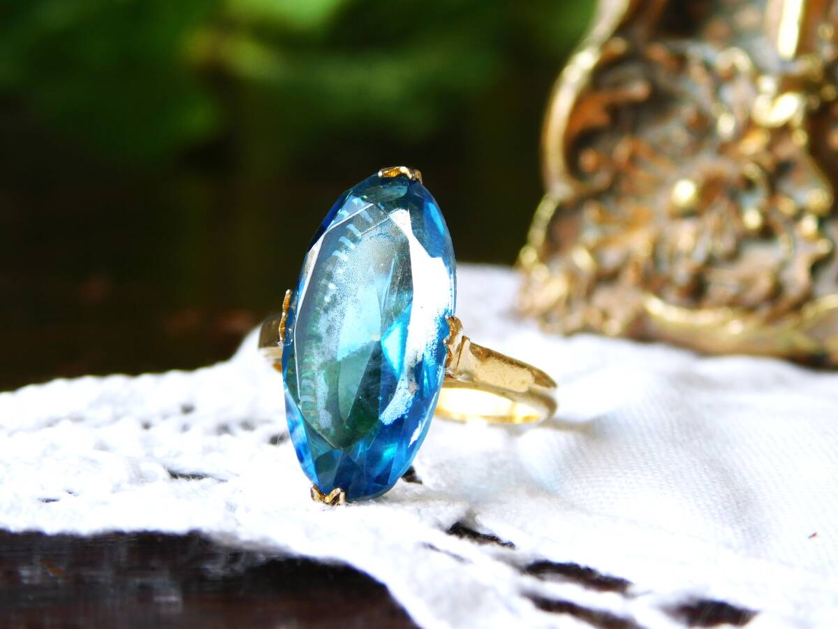 Yahoo!オークション - 水色のヴィンテージリング 14号 千本透かし Teas...