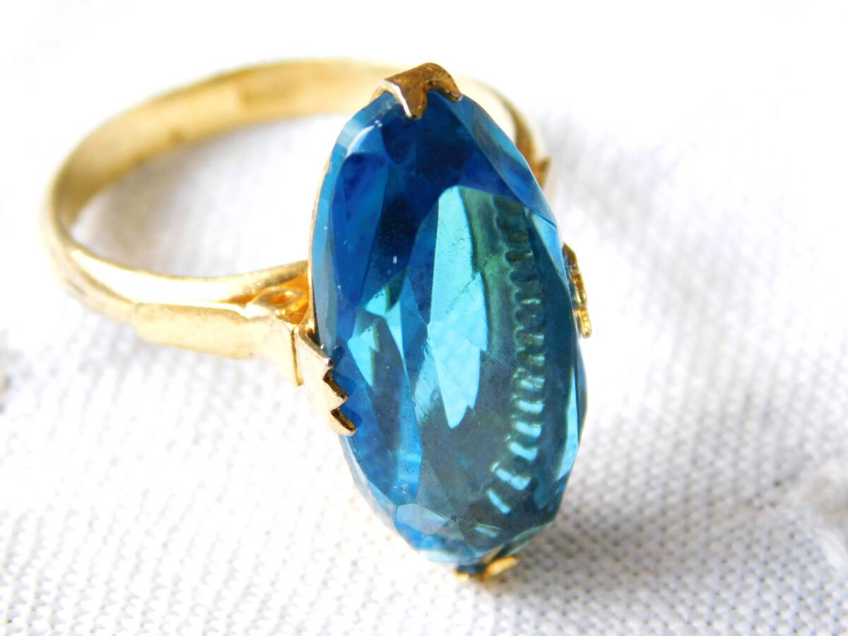 Yahoo!オークション - 水色のヴィンテージリング 14号 千本透かし Teas...