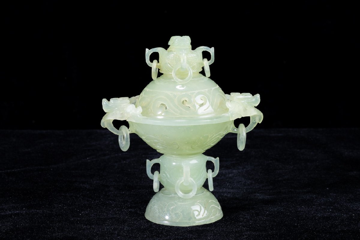 Yahoo!オークション - 【珍品堂】1円から R45-V5 香炉 翡翠 彫刻 玉石 ...