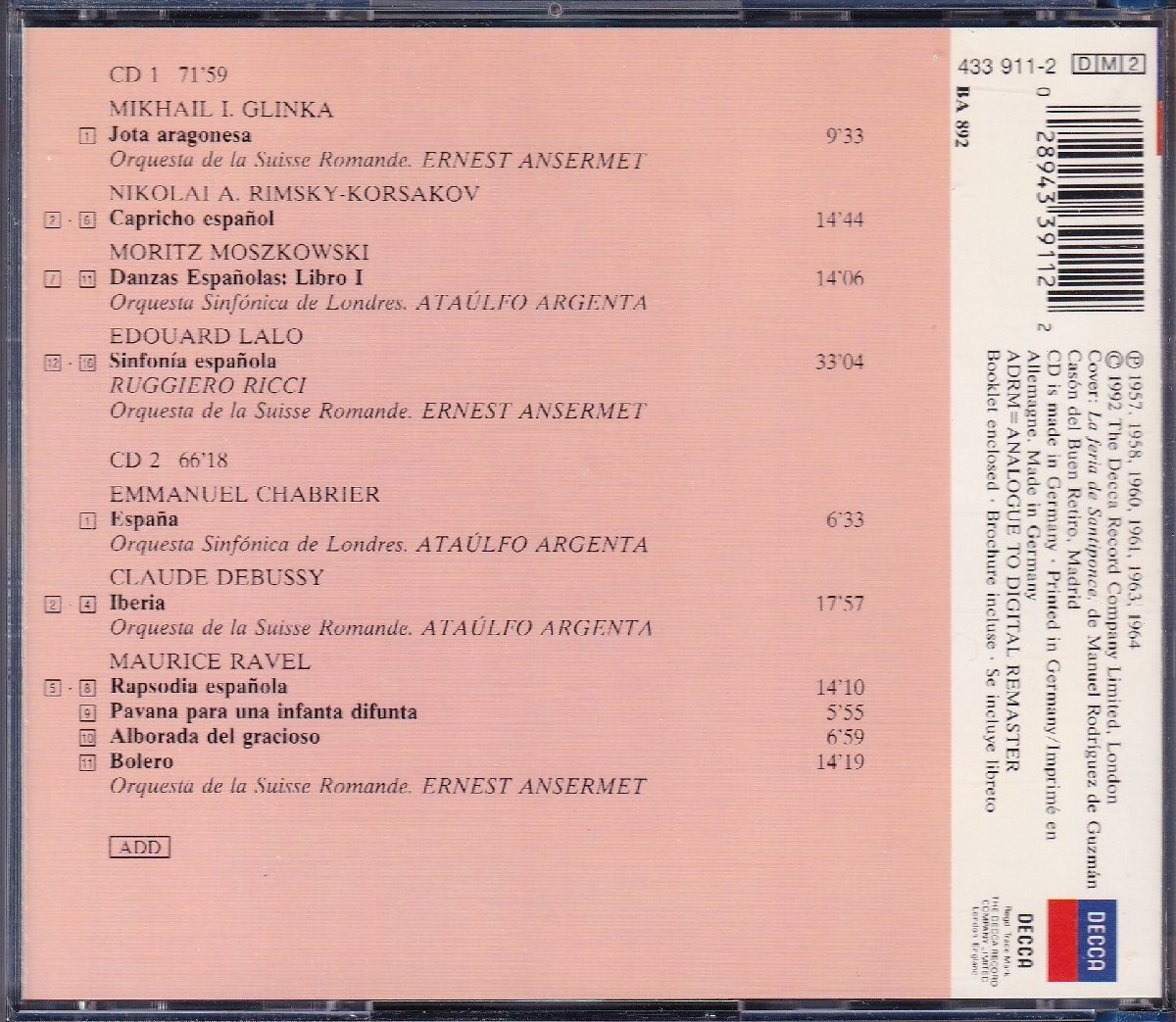 Yahoo!オークション - DECCA 「MUSICA ESPANOLA DE COMPOSITORES EXTRA...