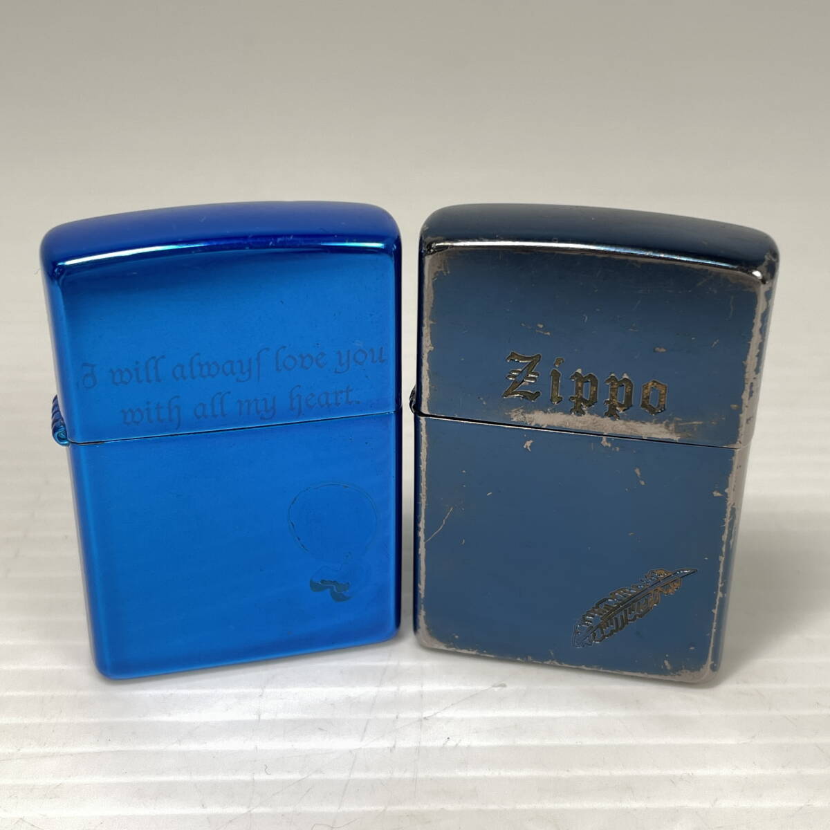 Yahoo!オークション - 2511M0514 zippo ジッポ オイルライター ブルー...