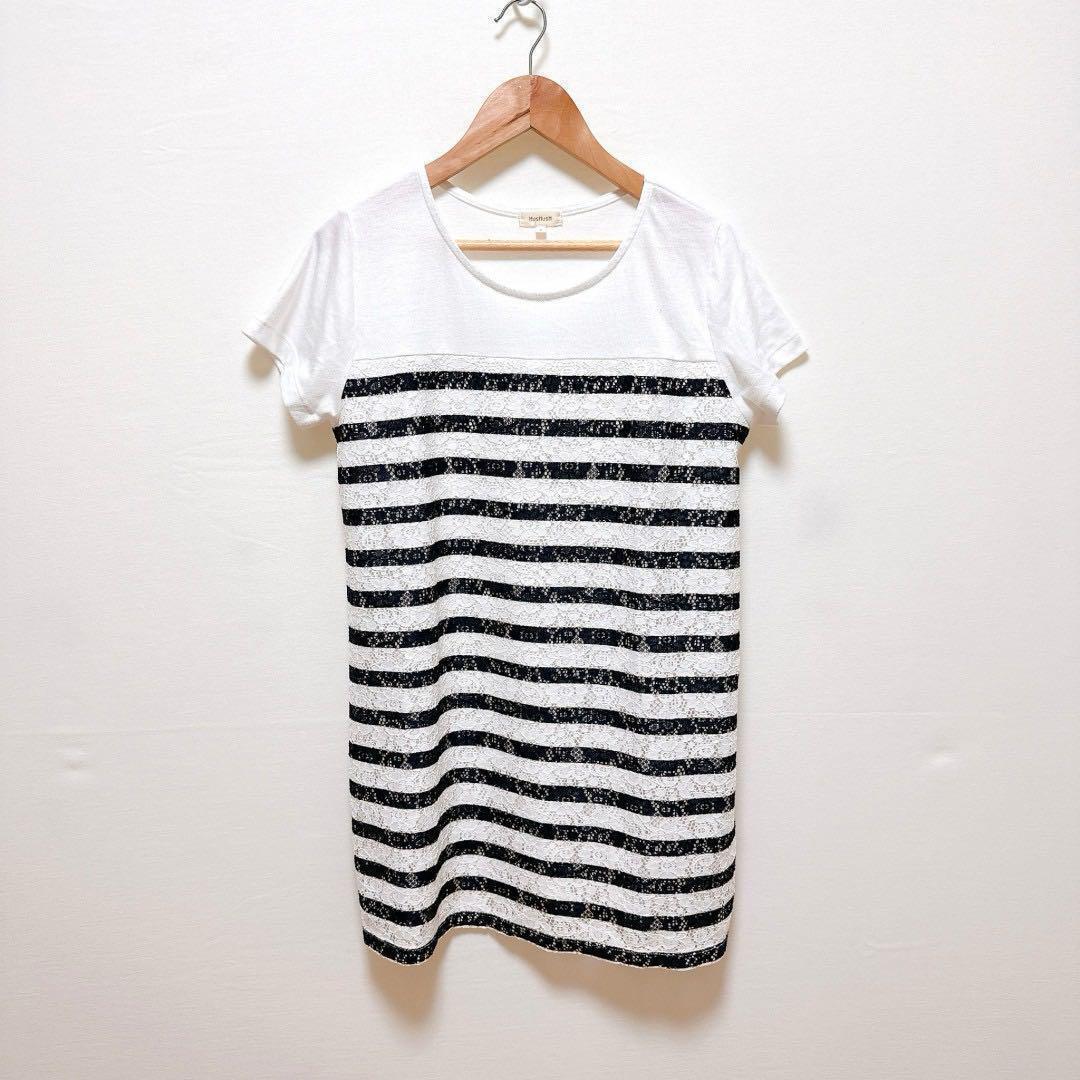 Yahoo!オークション - HUSHUSH (M) レース ボーダー 半袖 Tシャツ カ...