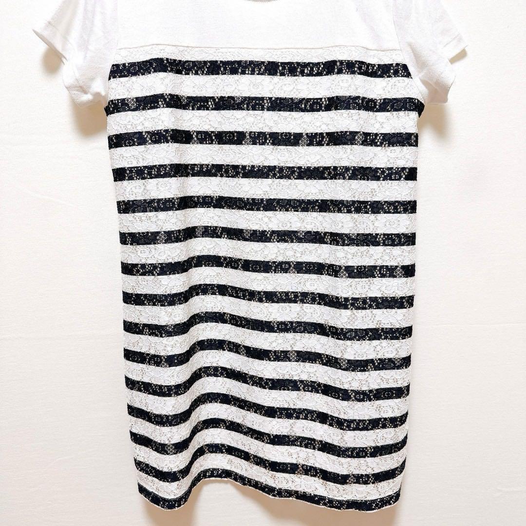 Yahoo!オークション - HUSHUSH (M) レース ボーダー 半袖 Tシャツ カ...