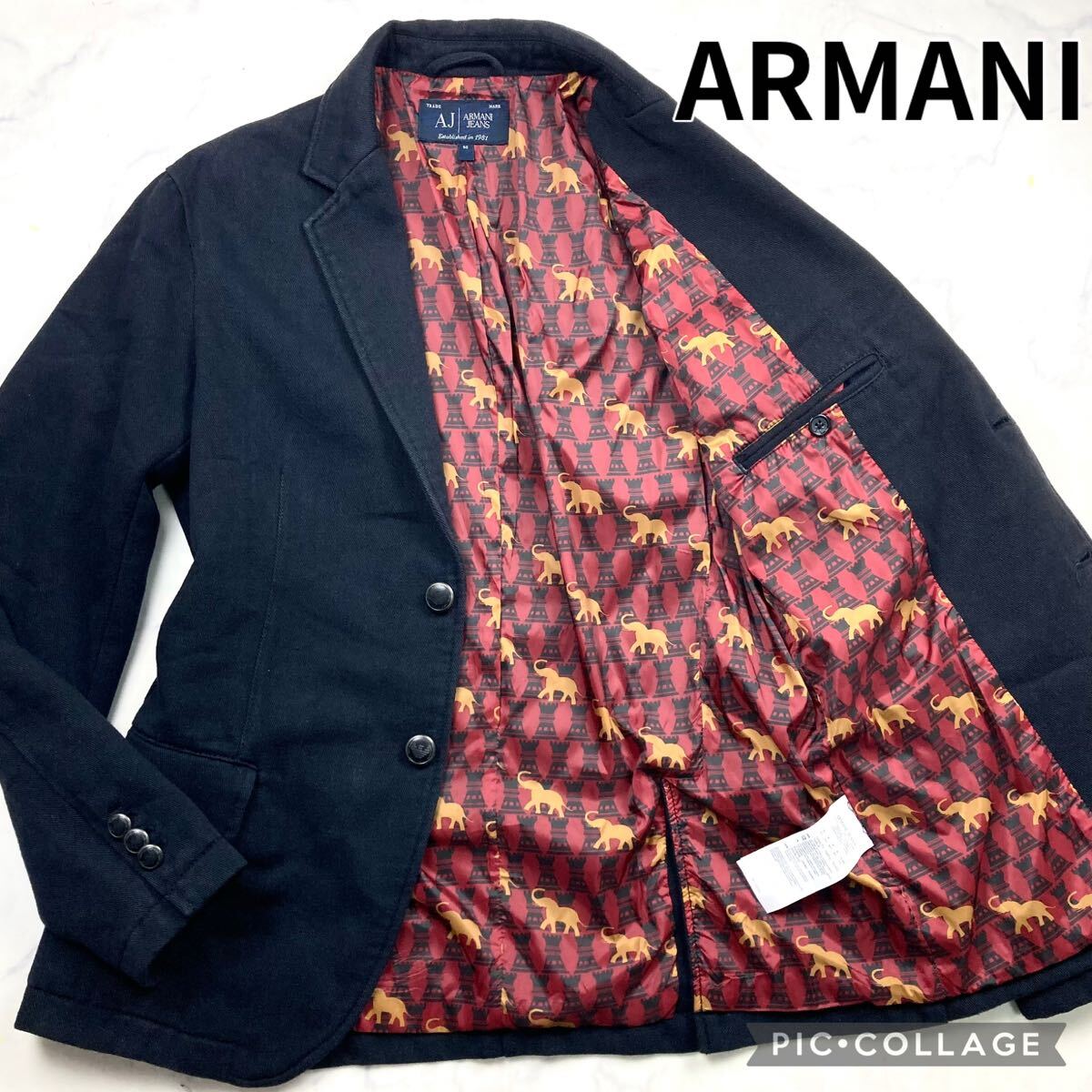 Yahoo!オークション - 美品 XL位 ARMANI アルマーニ テーラードジャケ...