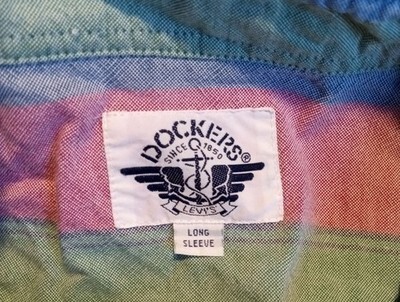 Yahoo!オークション - ヴィンテージ Dockers ストライプ 長袖 ボタンダ...