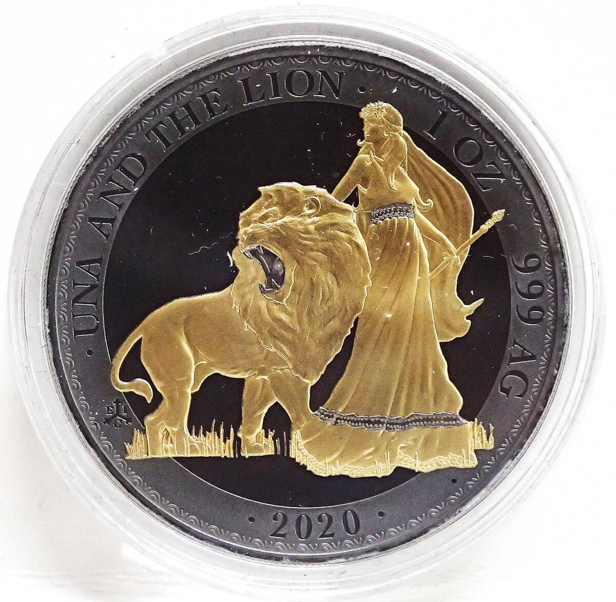 Yahoo!オークション - 1円～ 【 ウナとライオン 1ポンド銀貨 Gold Blac...