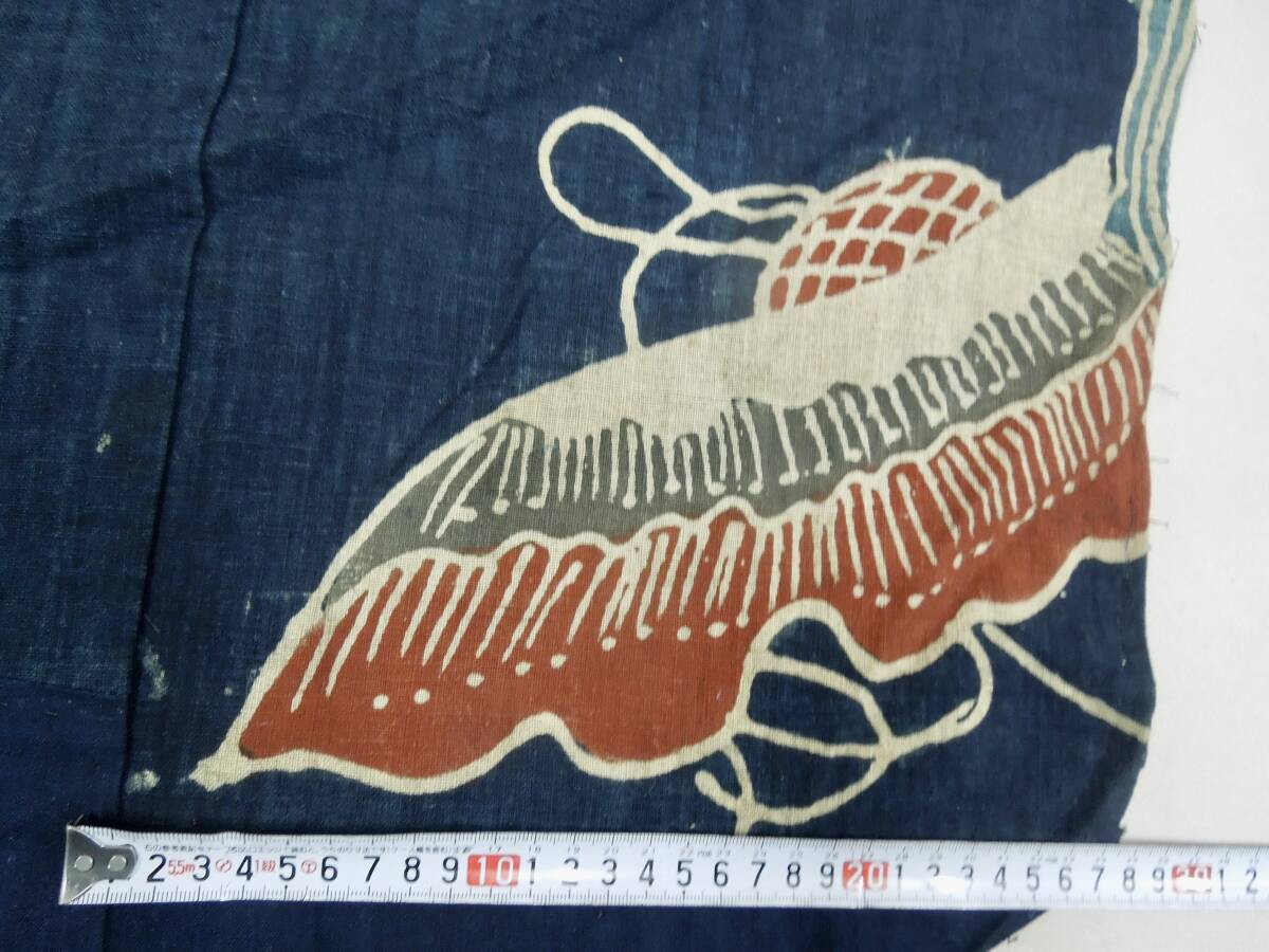 Yahoo!オークション - 木綿織物 古布 古裂 No348 時代物 藍染 筒描 寄...