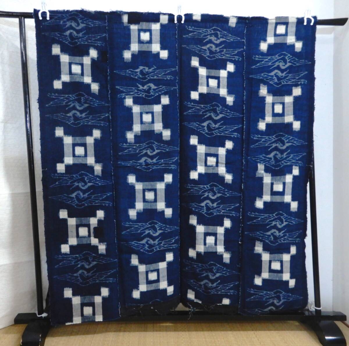 Yahoo!オークション - ＜銀の斧＞木綿・古い久留米絣・向かい鶴の久留...