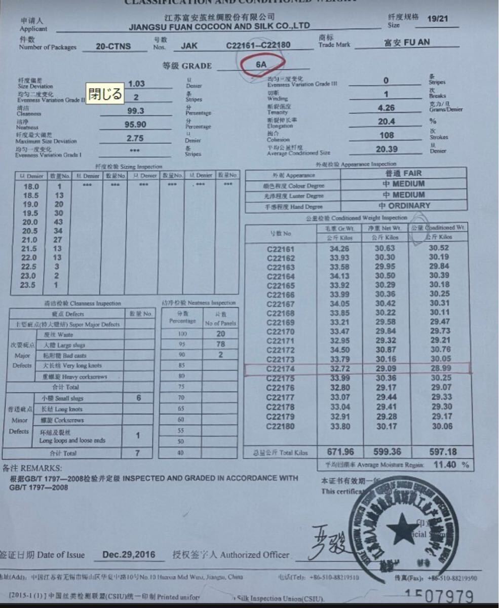 Yahoo!オークション - 100円〜K1 絹糸・シルク 等級6A【約2kg】