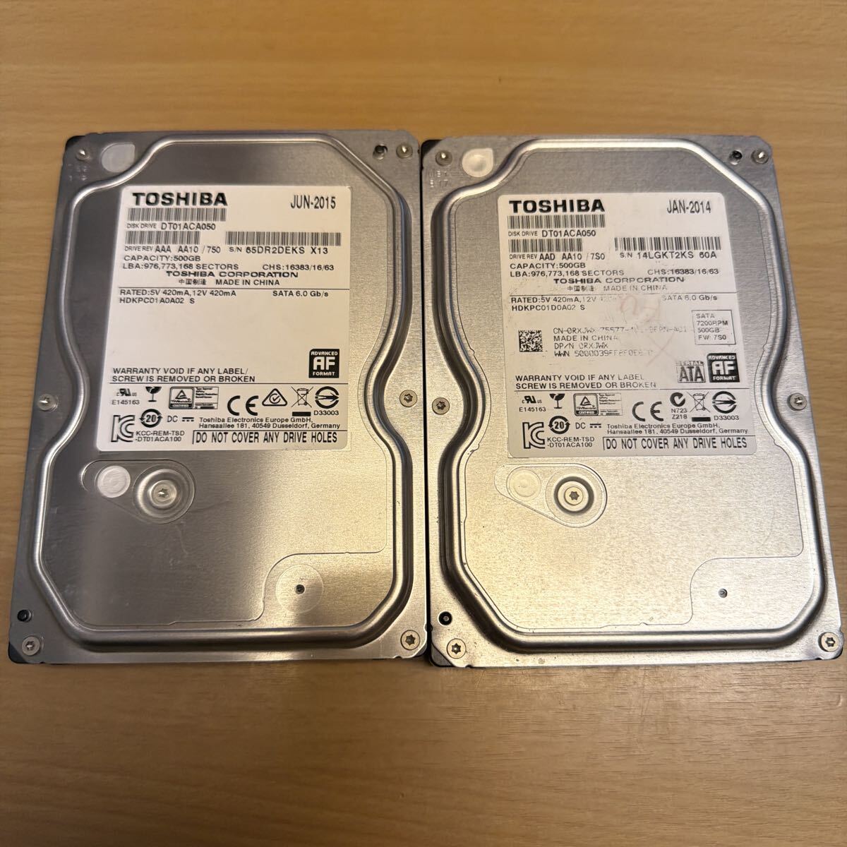 Yahoo!オークション - 【TOSHIBA】DT01ACA050 500GB 2台 1週間保証・動...