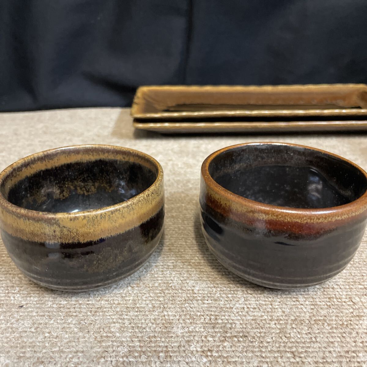 Yahoo!オークション - 【E853H】天目温もり御前7点揃え 長皿2枚 茶碗...