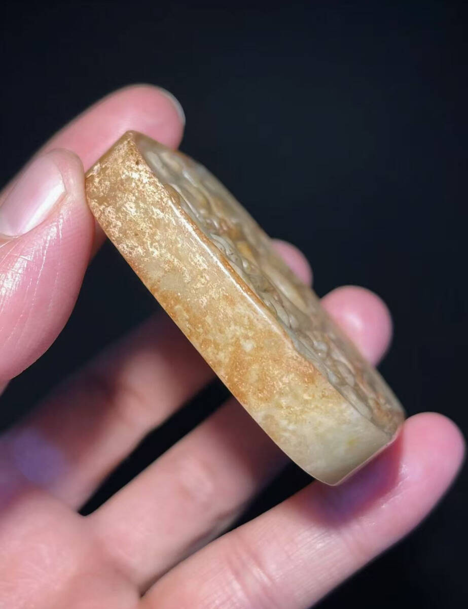 【樂淘letao】日本代購代標第一品牌－中国古玩 清時代 和田玉 老玉 四角い獣彫刻 和田玉原 置物 こうこ玉