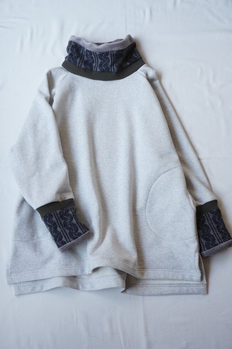 Yahoo!オークション - ハンドメイド 裏起毛cottonニット 霜降りグレー...