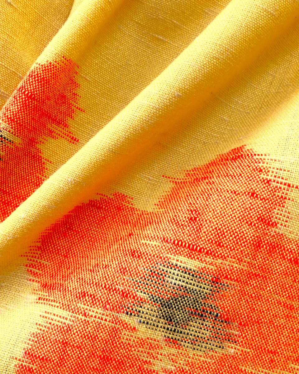 Yahoo!オークション - 鎌倉まるか堂 着物リメイク 菜の花色で絣梅鉢の...