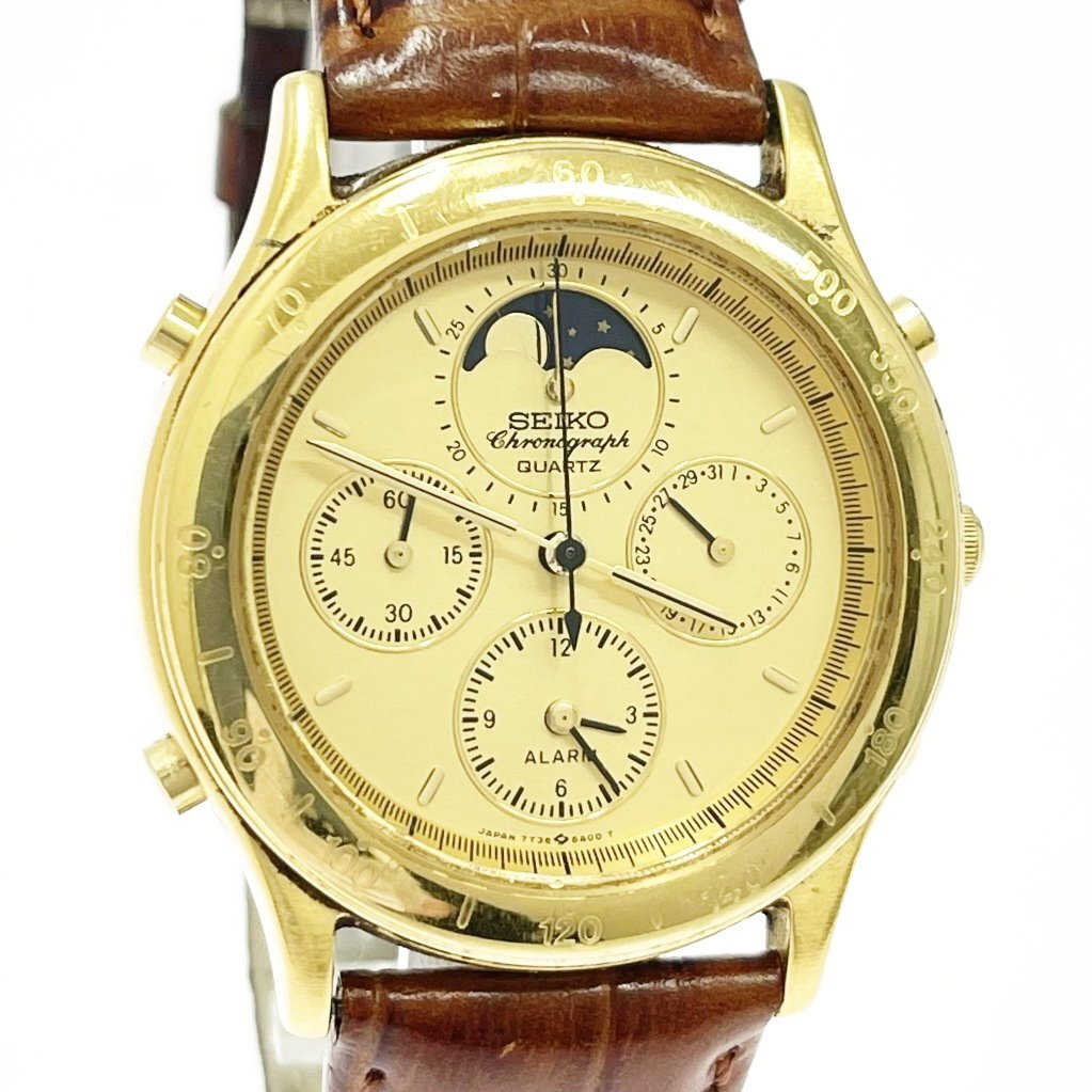 Yahoo!オークション - SEIKO セイコー 7T36-6A30 ムーンフェイズ クロ...