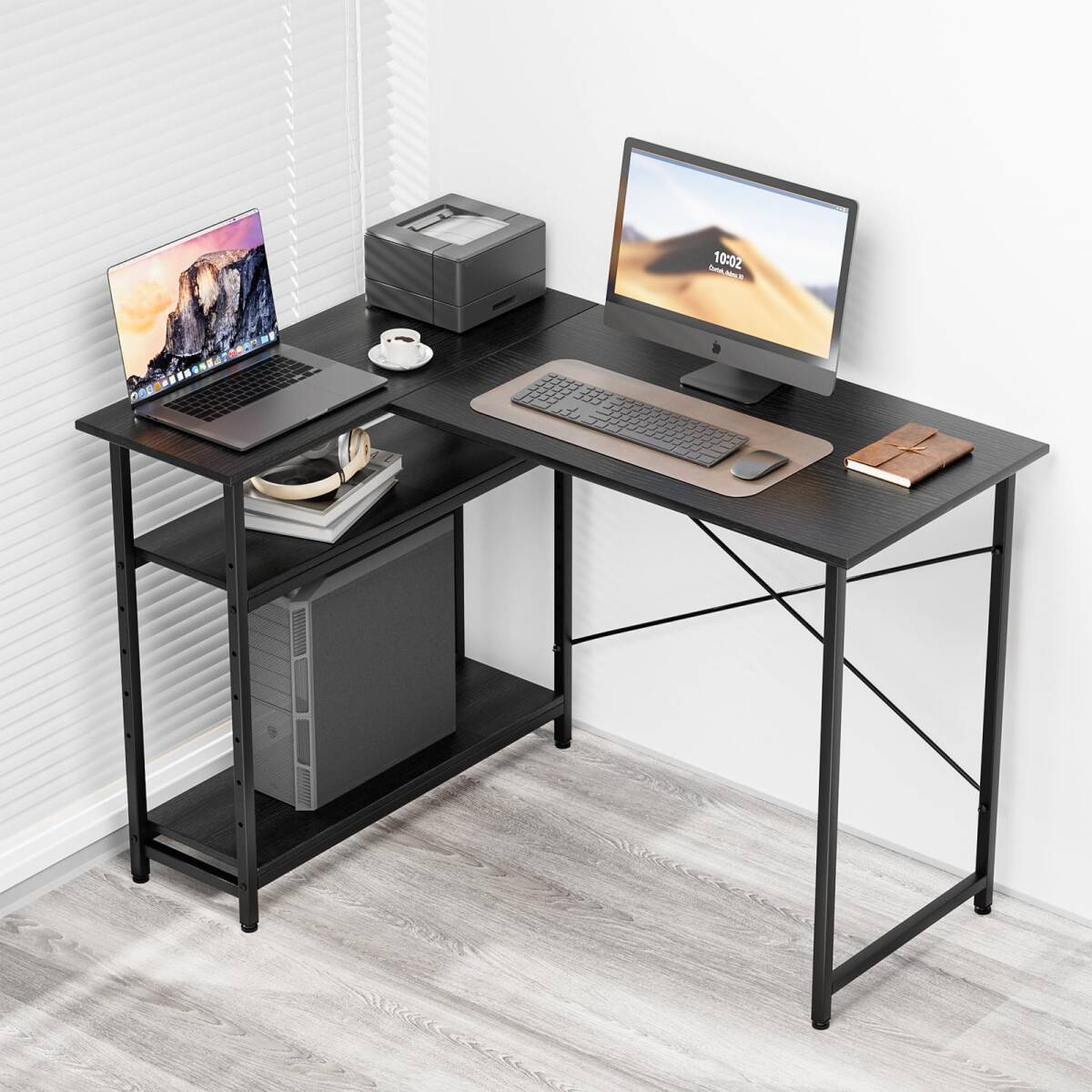 Yahoo!オークション - l字型 PCデスク 左右入替え 幅110×奥行48×高さ...