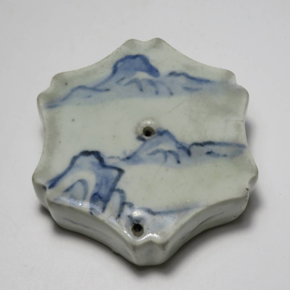 Yahoo!オークション - 韓国美術 李朝 白磁 染付 山水文 六角水滴 書道...