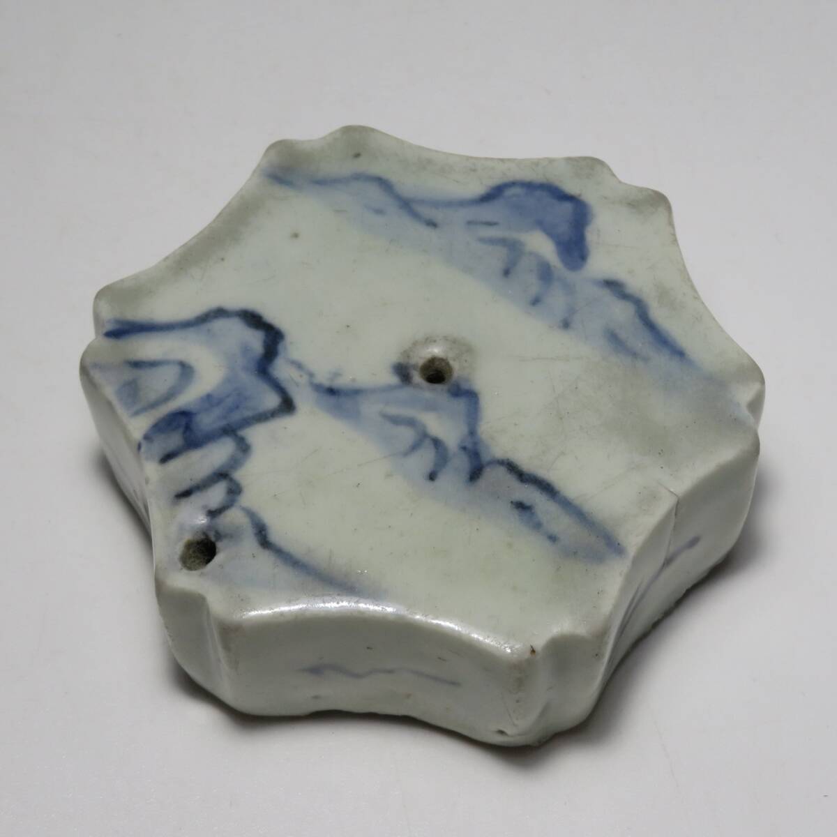 Yahoo!オークション - 韓国美術 李朝 白磁 染付 山水文 六角水滴 書道...