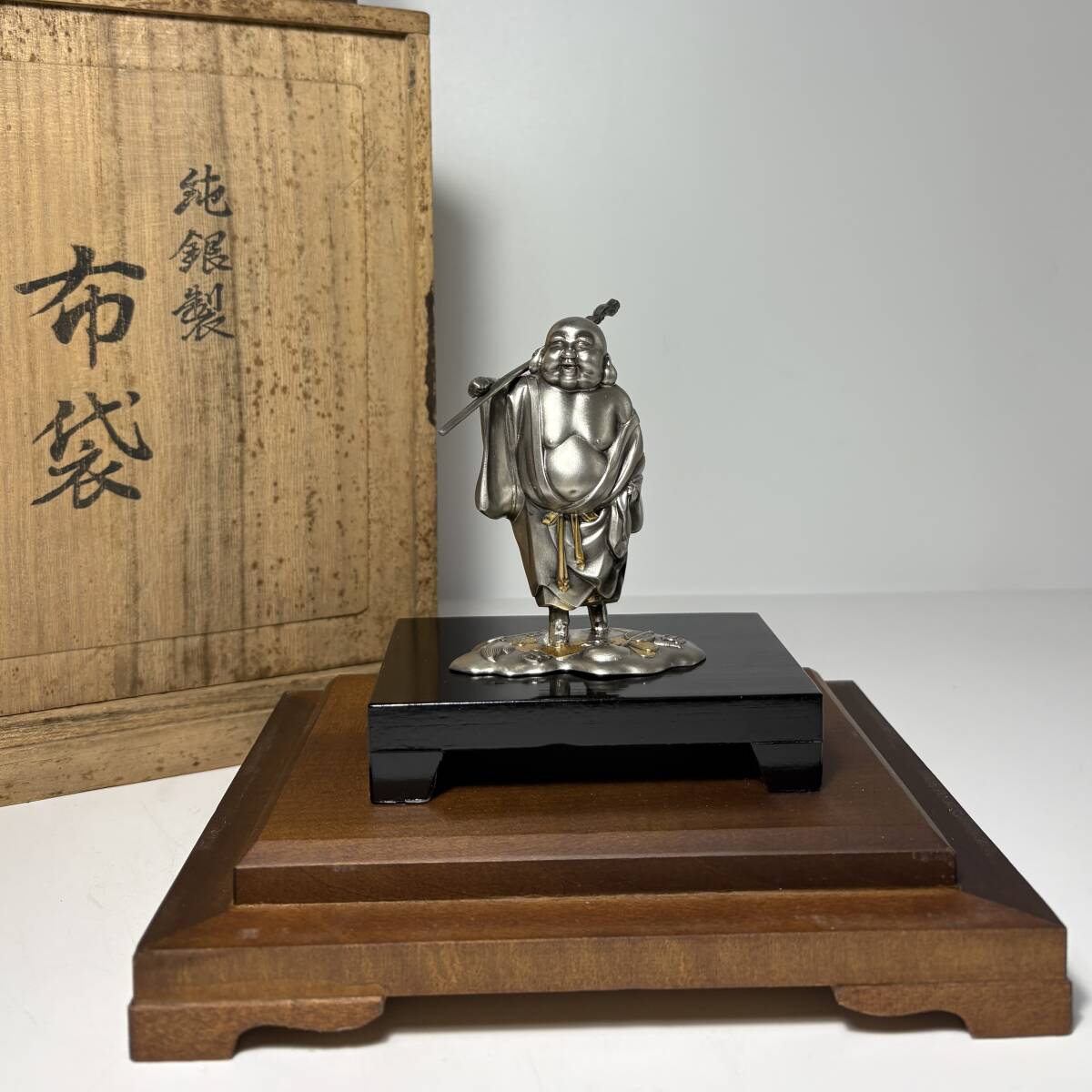 Yahoo!オークション - 古美術 純銀 布袋 七福神 禅僧 純銀製 置物 78...