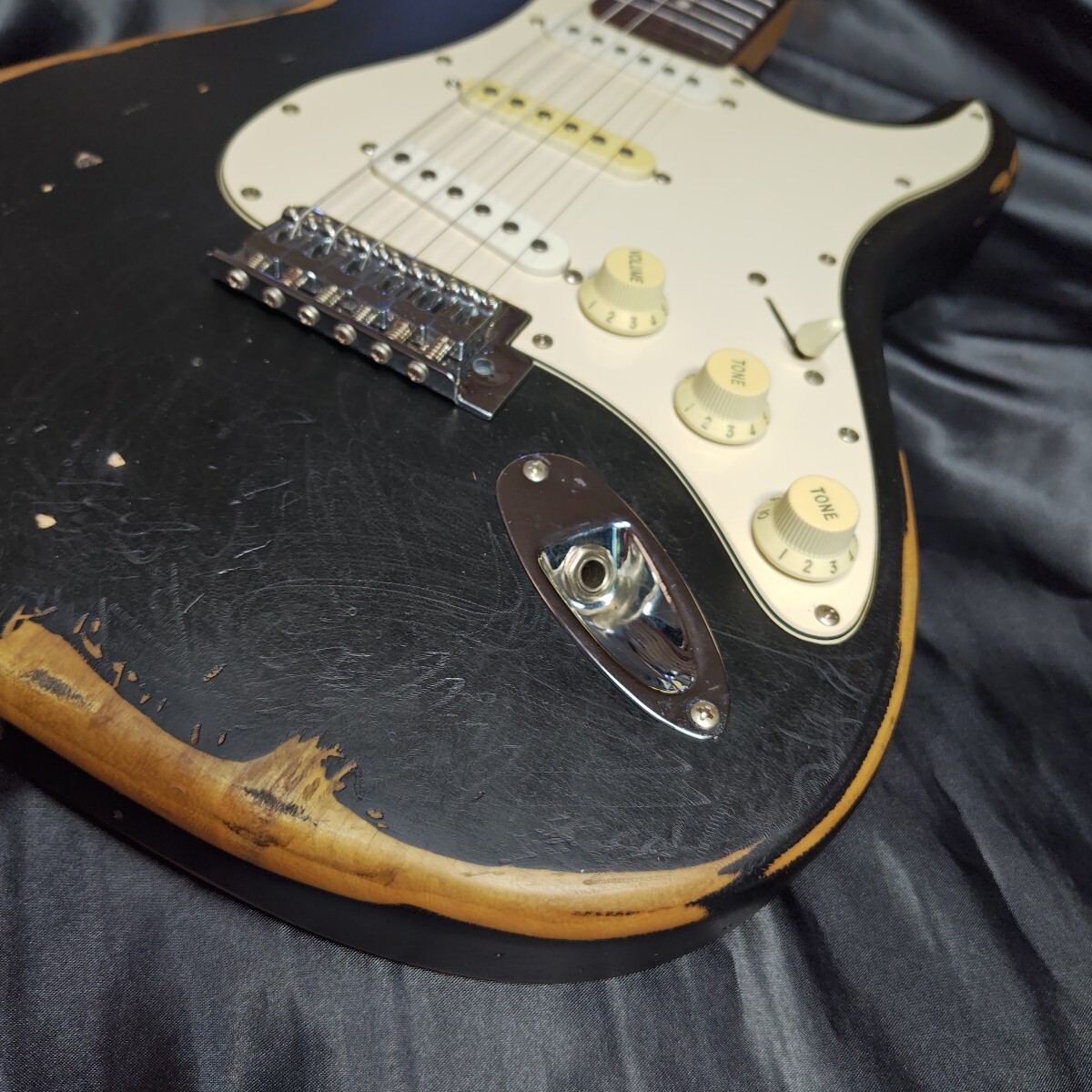 Yahoo!オークション - G082 Stratcaster Component Custom Relic Blsck...