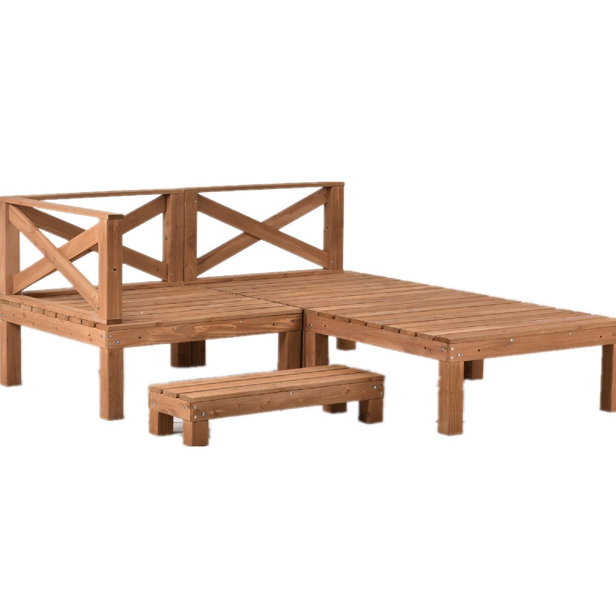 Yahoo!オークション - 迅速配送・ウッドデッキ 天然木 キット 7点セッ...