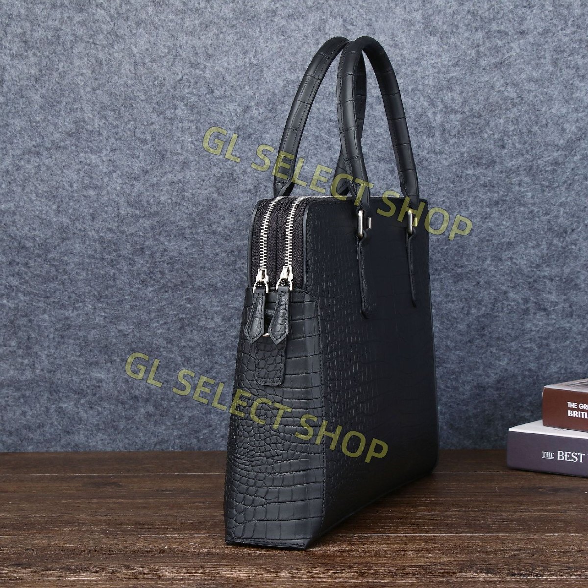 Yahoo!オークション - 本革クロコダイルレザー メンズ ブリーフケース ...