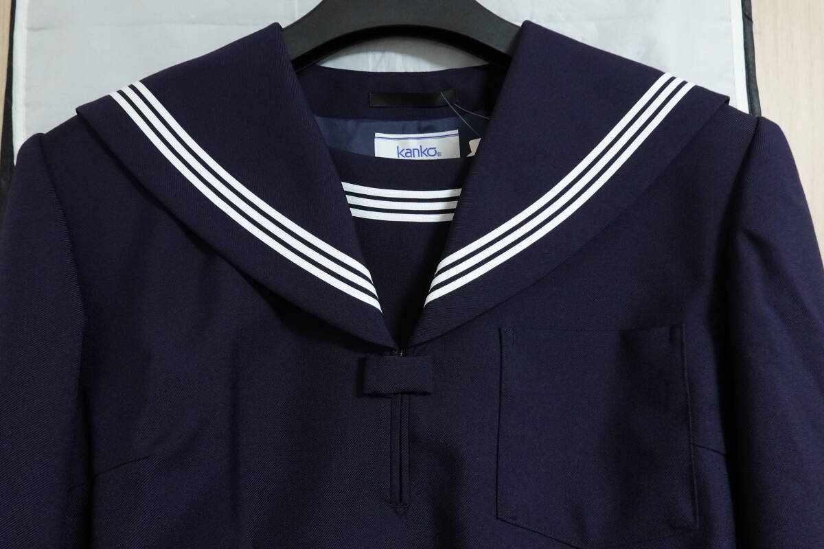 Yahoo!オークション - 新品 セーラー服 冬服 180A かぶり型 紺 白3本線...