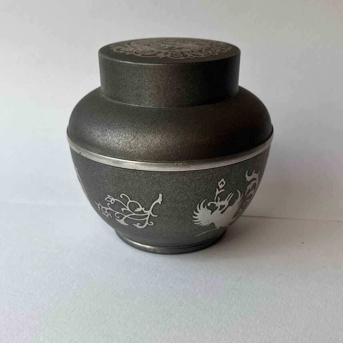 Yahoo!オークション - 本錫 錫半 鳳凰花紋 茶入 茶壺 茶道具