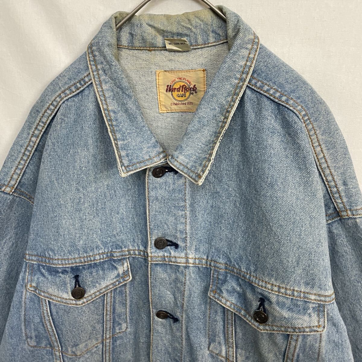 Yahoo!オークション - 90's Hard Rock CAFE デニムジャケット 古着 XL...