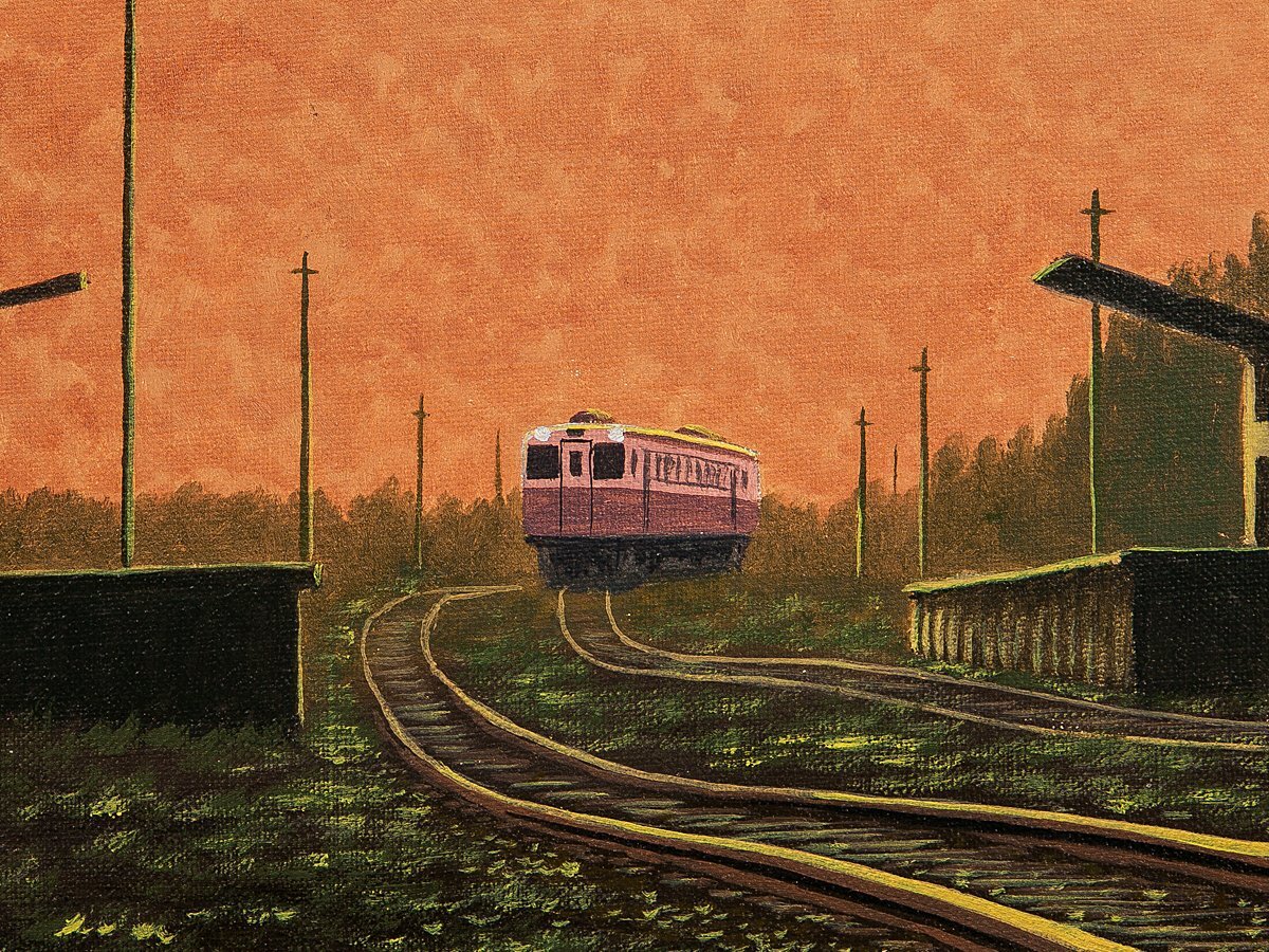 Yahoo!オークション - 【1on1】真作 朝隈敏彦 『朝の駅舎III』 油彩 キ...