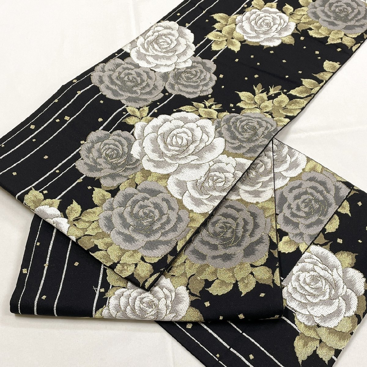 Yahoo!オークション - 着物月花 薔薇 袋帯 六通柄 正絹 金糸 ガード加...