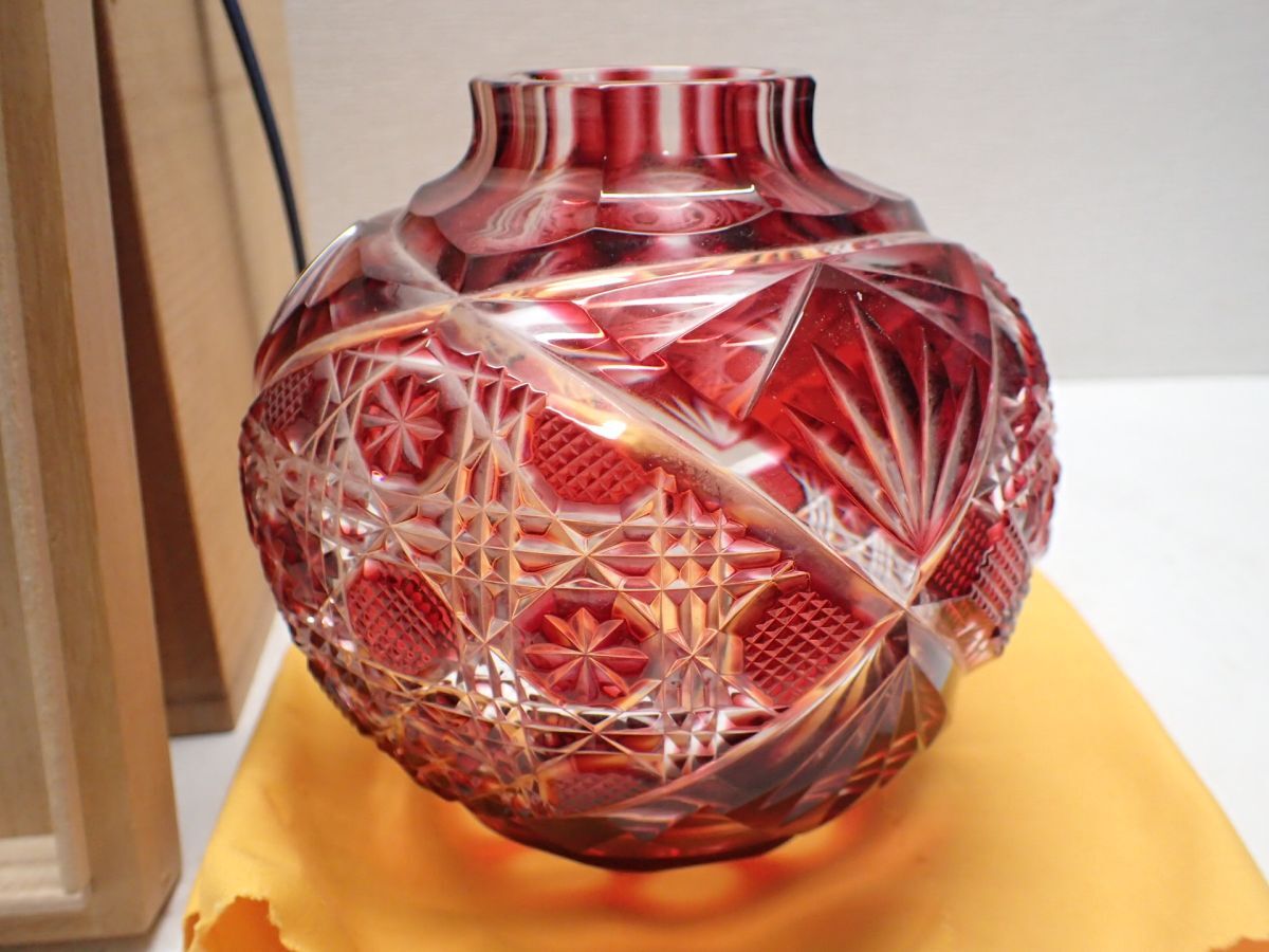 Yahoo!オークション - M688/8J 創作島津薩摩切子 島津磯斉彬竈 色被せ...