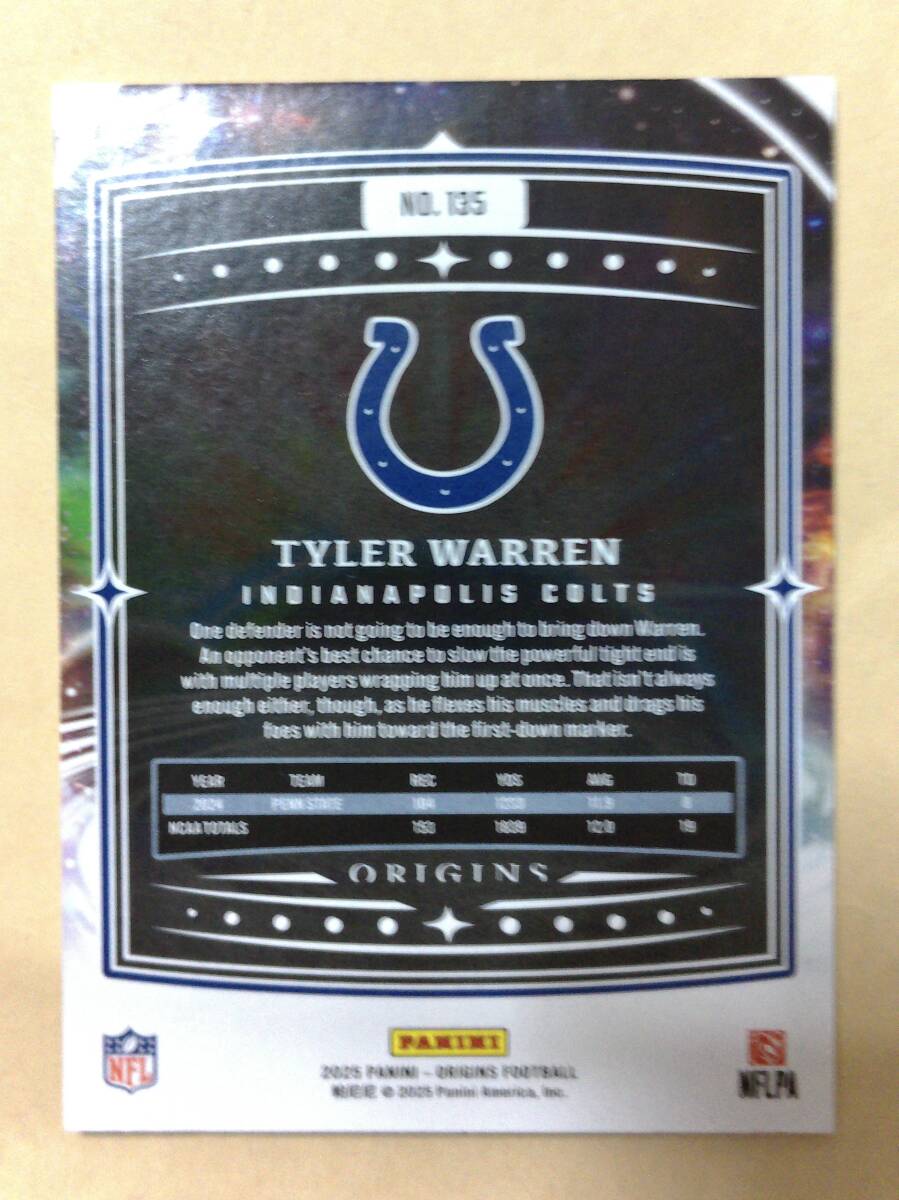 Yahoo!オークション - 2025 PANINI ORIGINS NFL TYLER WARREN RC BLUE ...