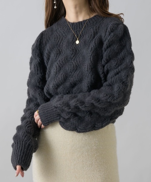 Yahoo!オークション - 「NEUNA」 長袖ニット FREE チャコールグレー レ...