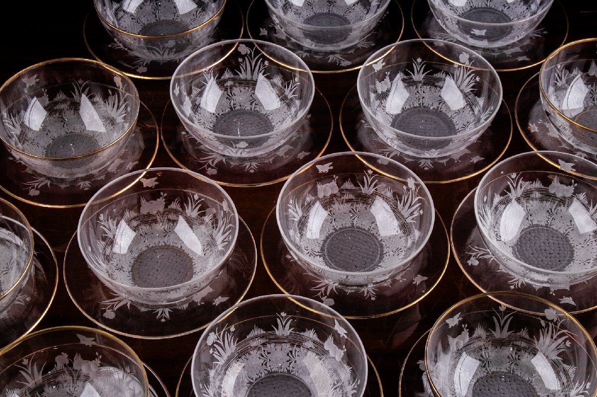 Yahoo!オークション - 【うつわ】 春海バカラ 金彩縁花鳥彫鉢 台皿 14...