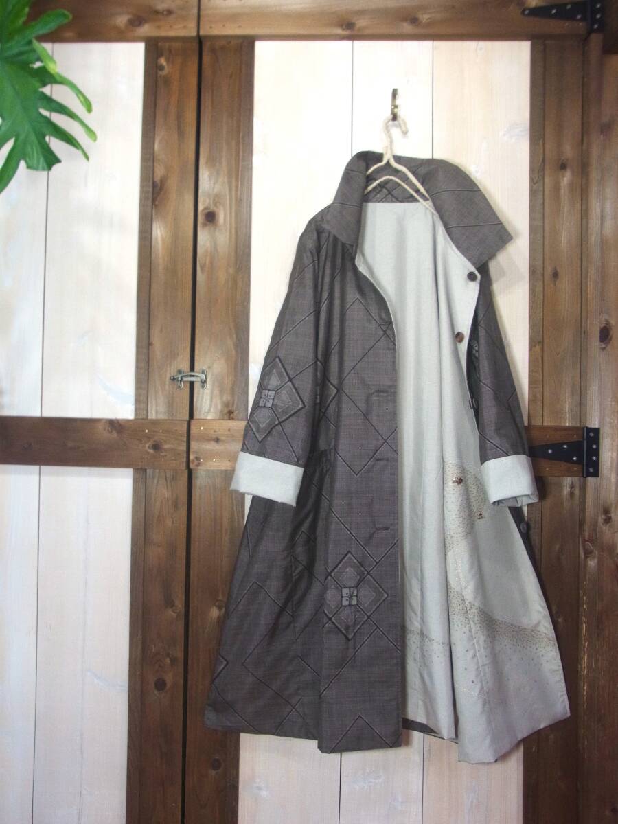 Yahoo!オークション - 古布鎌倉山アロハ 着物リメイク 大島紬7マルキ・...