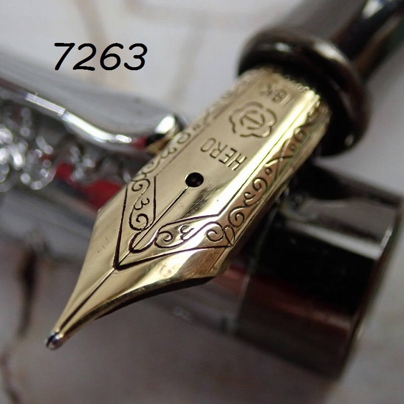 Yahoo!オークション - AC-7263 HERO 万年筆 龍に鳳凰 彫刻 ペン先 18K...