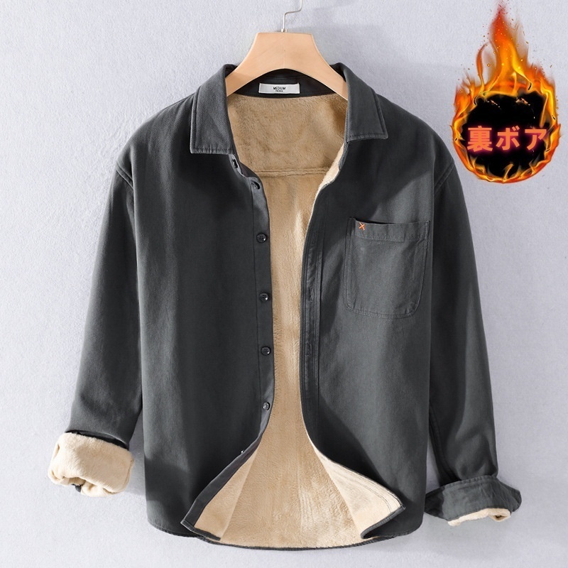 Yahoo!オークション - 裏フリース 長袖シャツ トップス 裏ボア裏起毛 ...